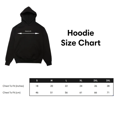 Hoodie size chart – Tribal T-Shirts
