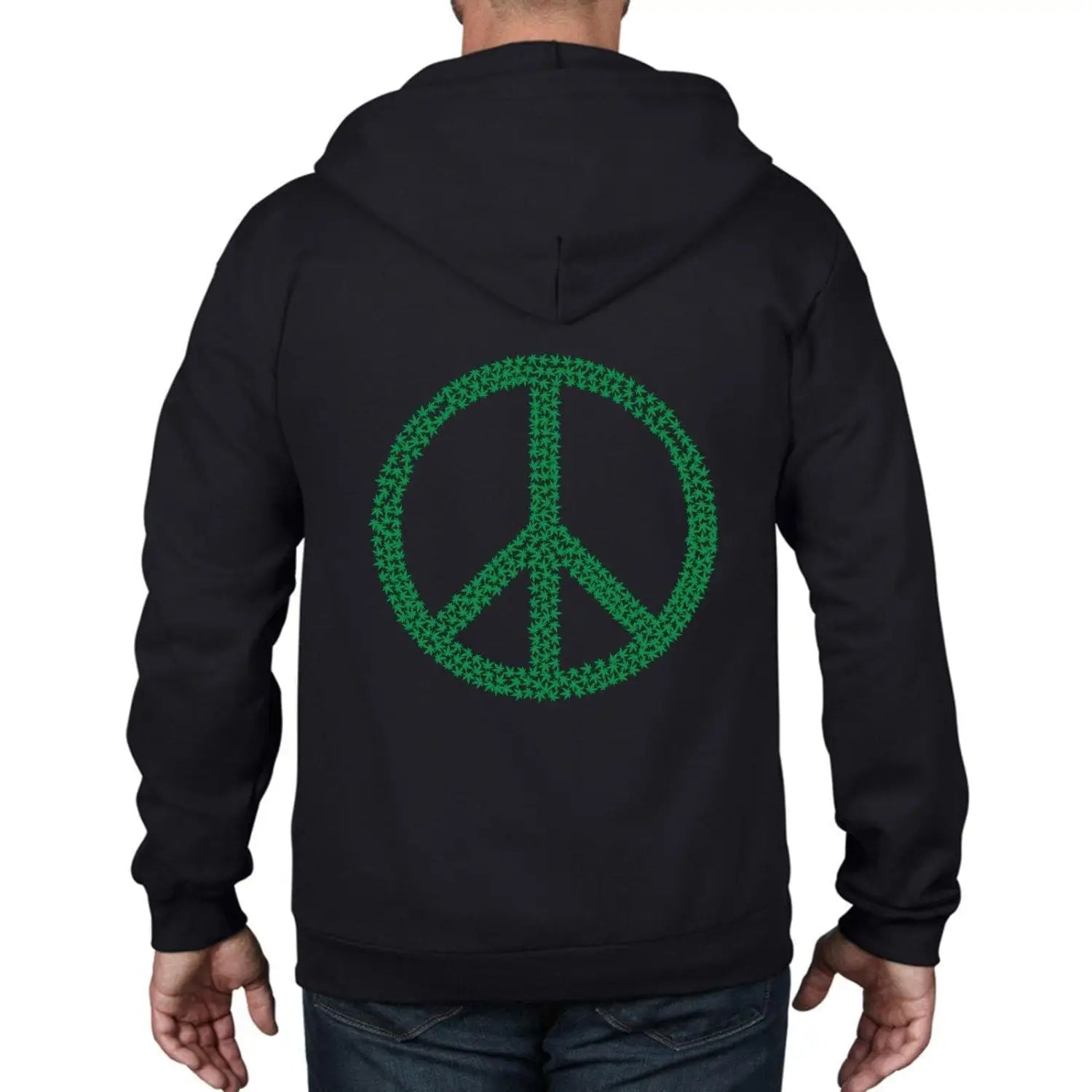 Peace Symbol Marijuana Leaf Full Zip Hoodie – Tribal T-Shirts